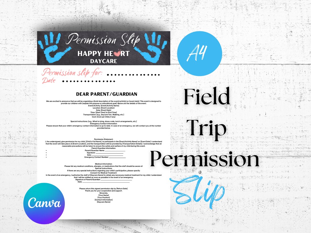 Field Trip Permission Slip,field Trip Letter,childcare,field Trip ...