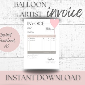 Balloon Invoice Template,balloon Artist Invoice Template,balloon Artist ...