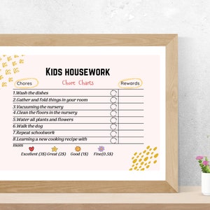 Chore Housework Chart, Printable Routine Chart, Kids Chore Chart ...