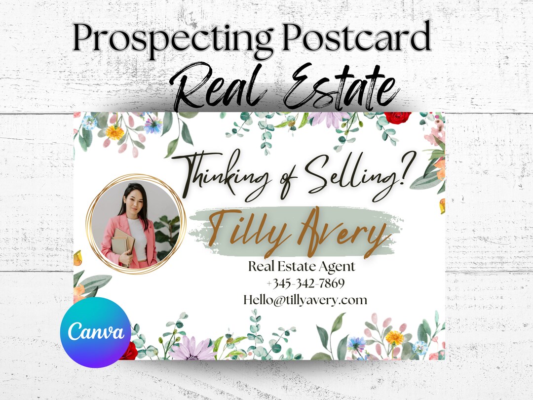 Realtor Floral Prospecting Postcard/canva Template/real Estate Farming ...