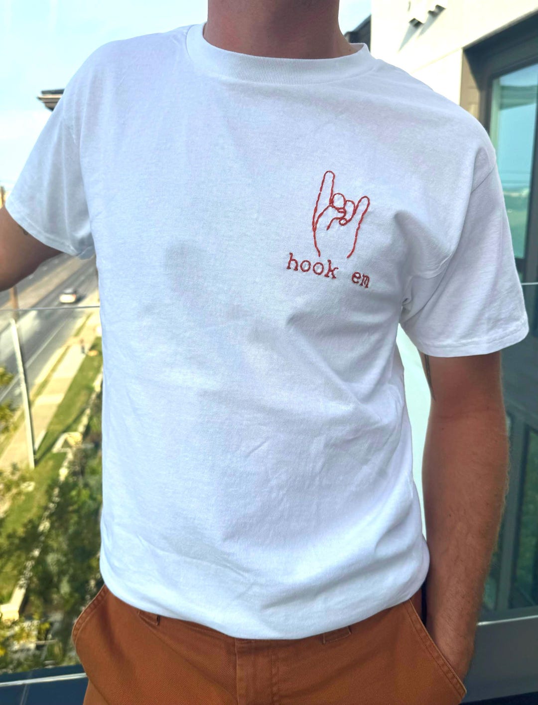 Hook 'em Longhorns Shirt: Hand Embroidered Game Day Attire - Etsy