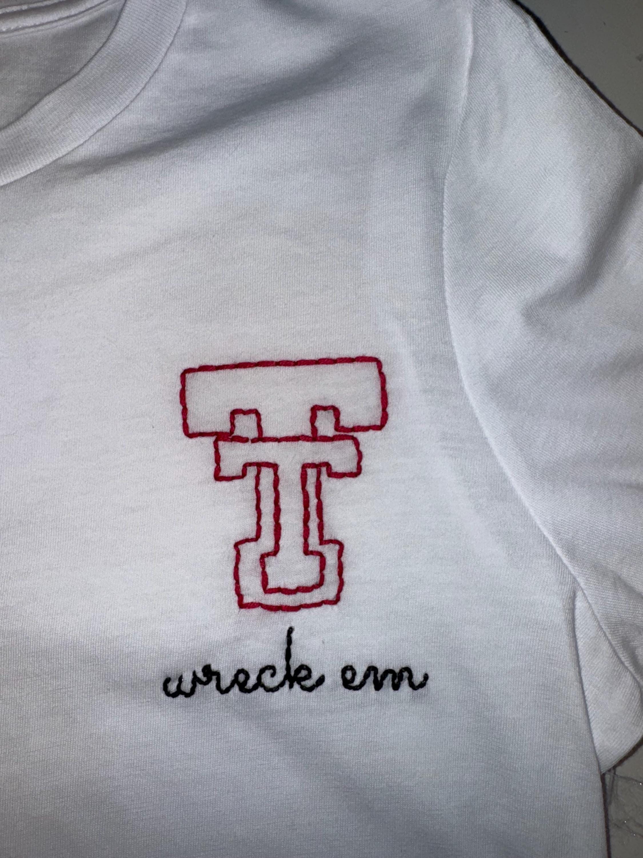 Wreck 'em Texas Tech Shirt: Hand Embroidered Game Day Attire - Etsy