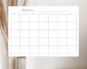 Blank Monthly Calendar With Notes | Printable PDF | Undated Monthly ...