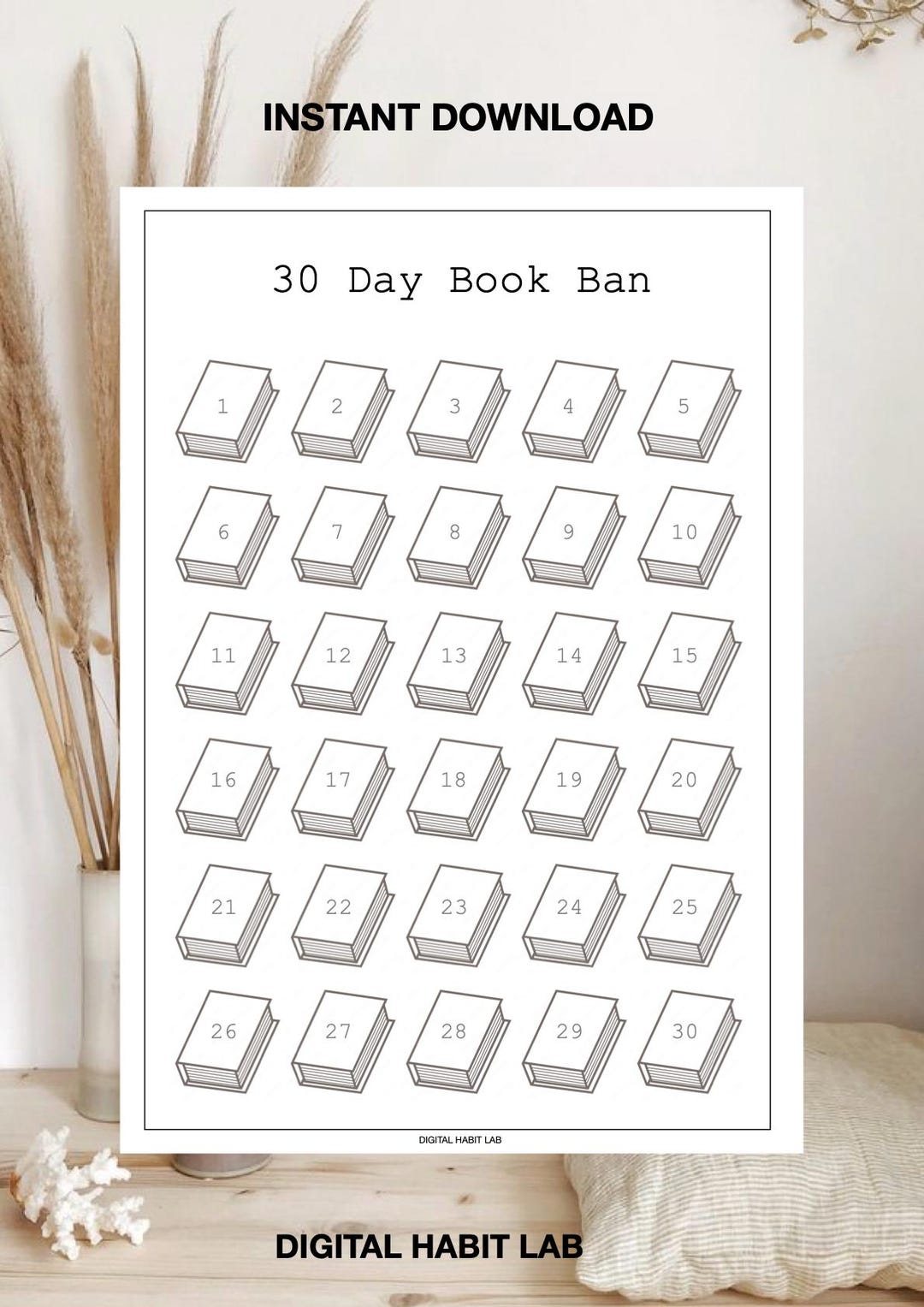 30-day Book Ban Challenge | Printable Tracker | No-spend Reading ...