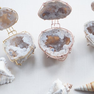 Aura White Geode Box in a Stand - Etsy