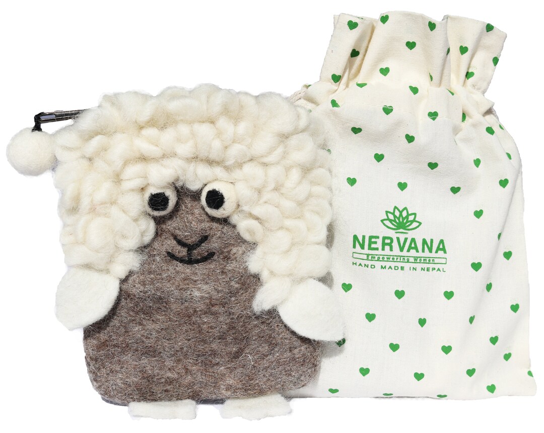 Sheep Coin Purse With Zipper 100% Pure New Zealand Wool Handmade Eco ...