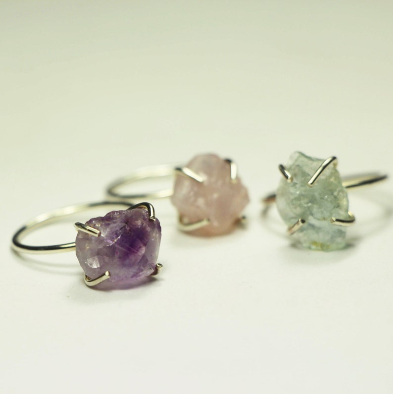 995 Sterling Silver Raw Gemstone Ring - Etsy 日本