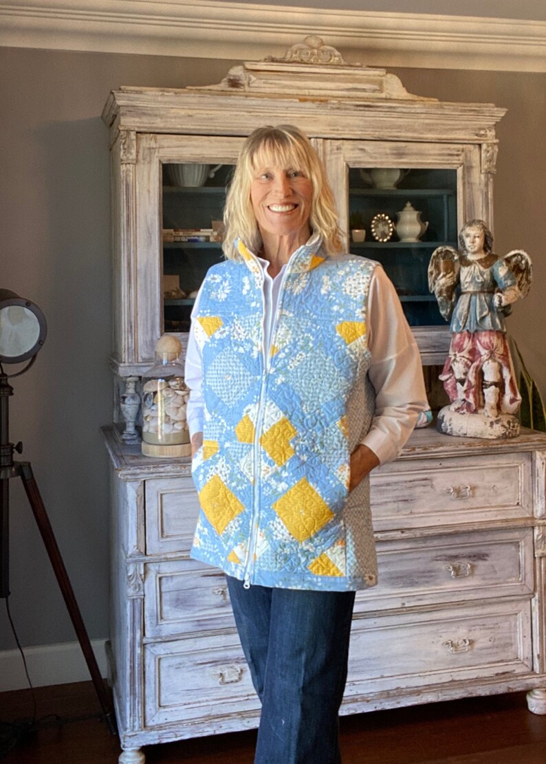 Quilted Vest Quilt Coat Quilt Vest Patchwork Coastal - Etsy