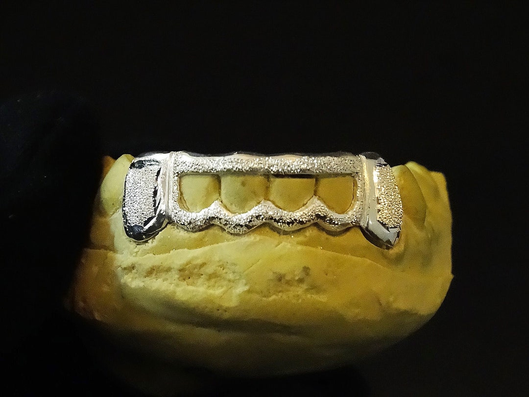 6 Teeth (rhodium Dust Inside Fang Trim, Inner 4 Open Face With Rhodium ...