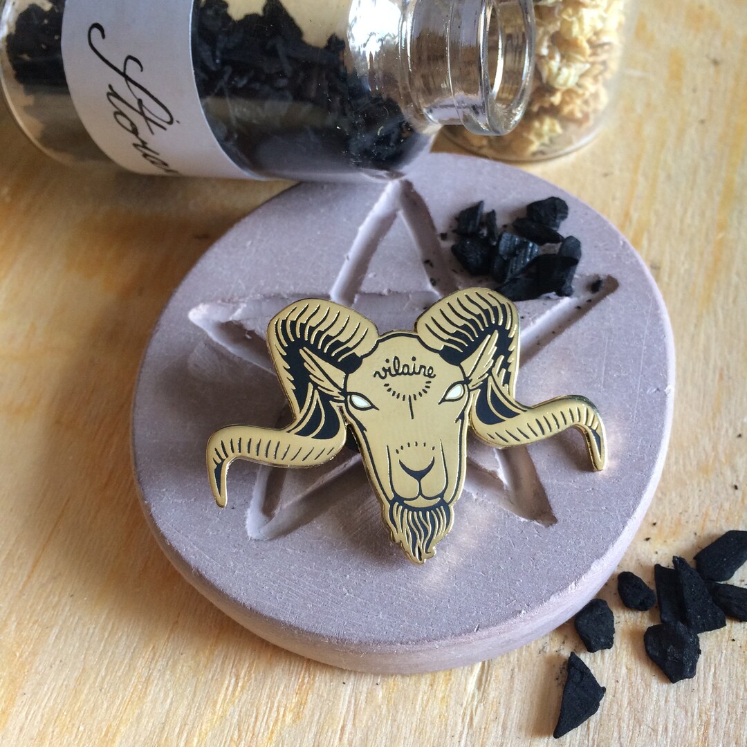Black and Gold Goat Head Enamel Pin Hard Enamel - Etsy