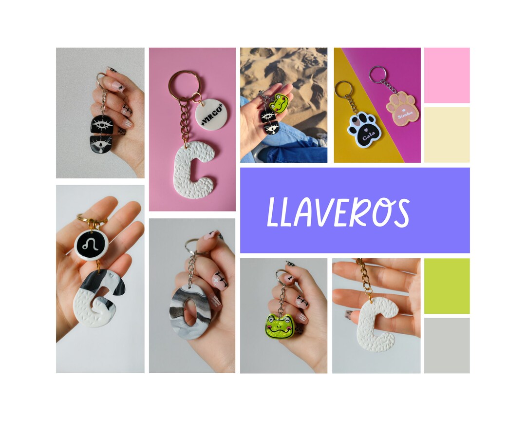 Marble Initial Polymer Clay Keychains Frog Keychain - Etsy