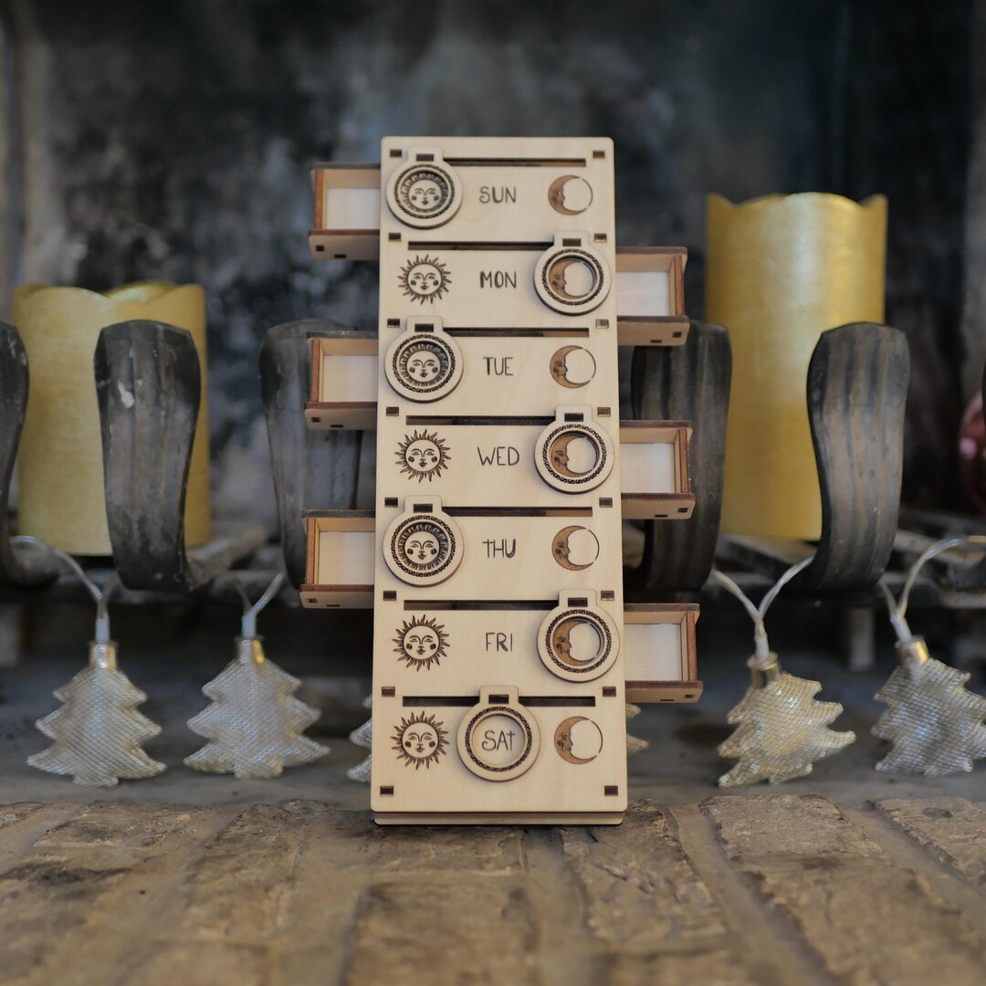 Pill Organizer Laser Cut File 3, 4 Mm or 1/8 Inch Svg Dxf Cdr 7 Days ...