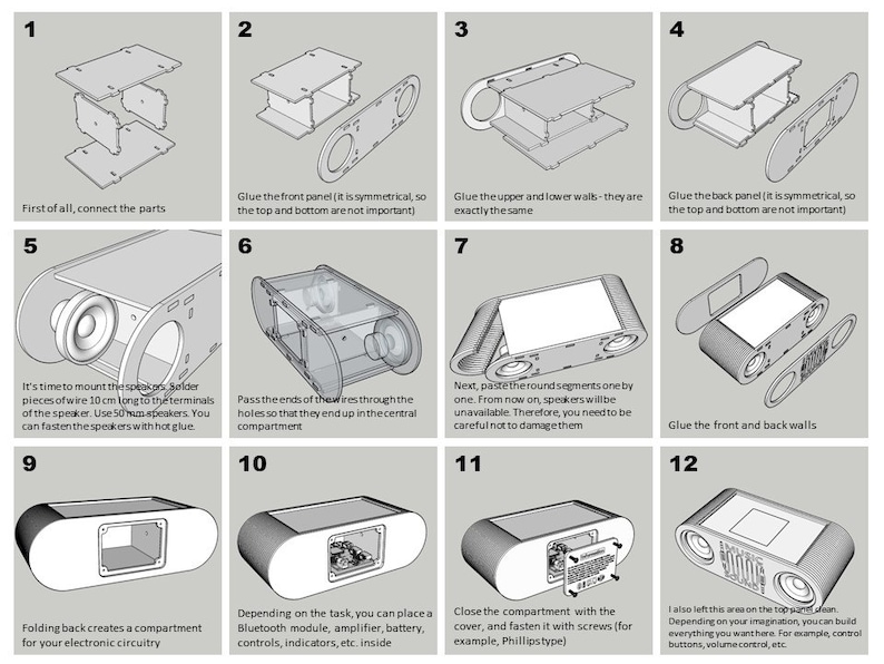 Boombox for Homemade Bluetooth Speakers Laser Cut File for 3, 4, 5 Mm 1 ...