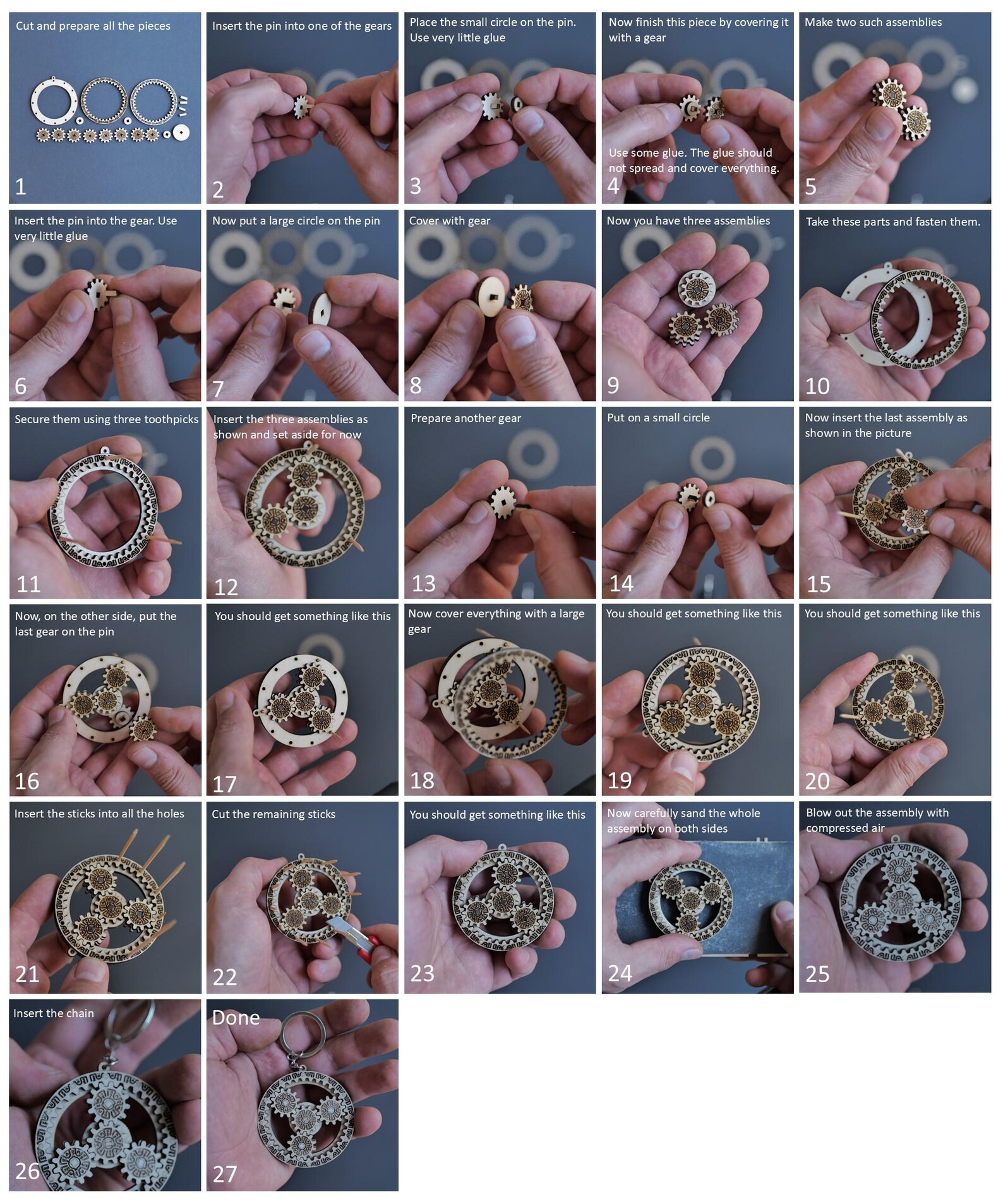 Kinetic Keychain Hand Spinner Fidget Toy Laser Cut File for 3mm, 4mm ...