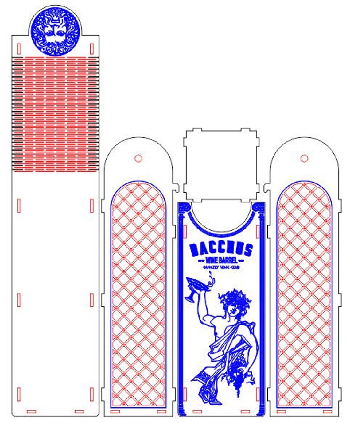 Antic Wine Box Bacchus Dionysus 3 4 Mm and 1/8 Inch Plywood Dxf Dwg Cdr ...