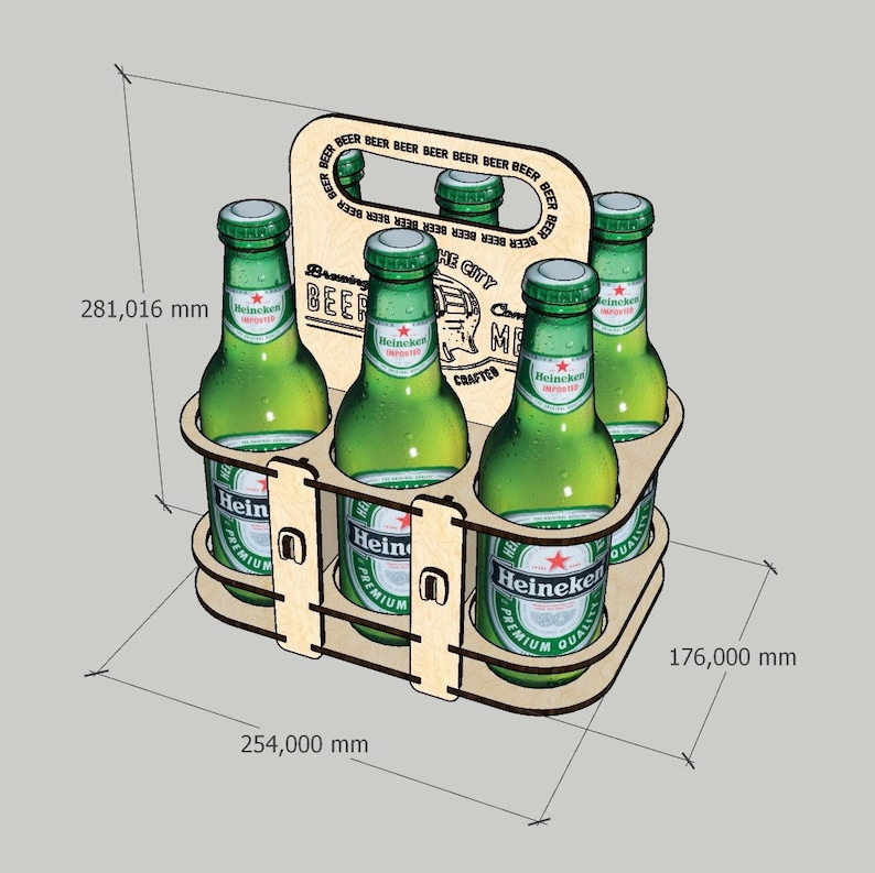 Beer Bottle Box Beer Can Holder Svg Dxf Dwg Cdr 11 Pdf 4 5 6 Mm Plywood ...