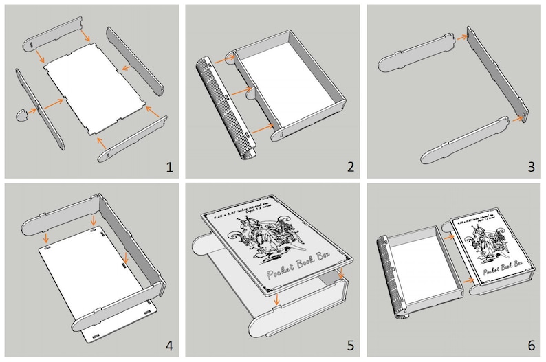 Slider Pocket Book Box 4.25" X 6.87" Inch Internal Size for 3 Mm 1/8 ...
