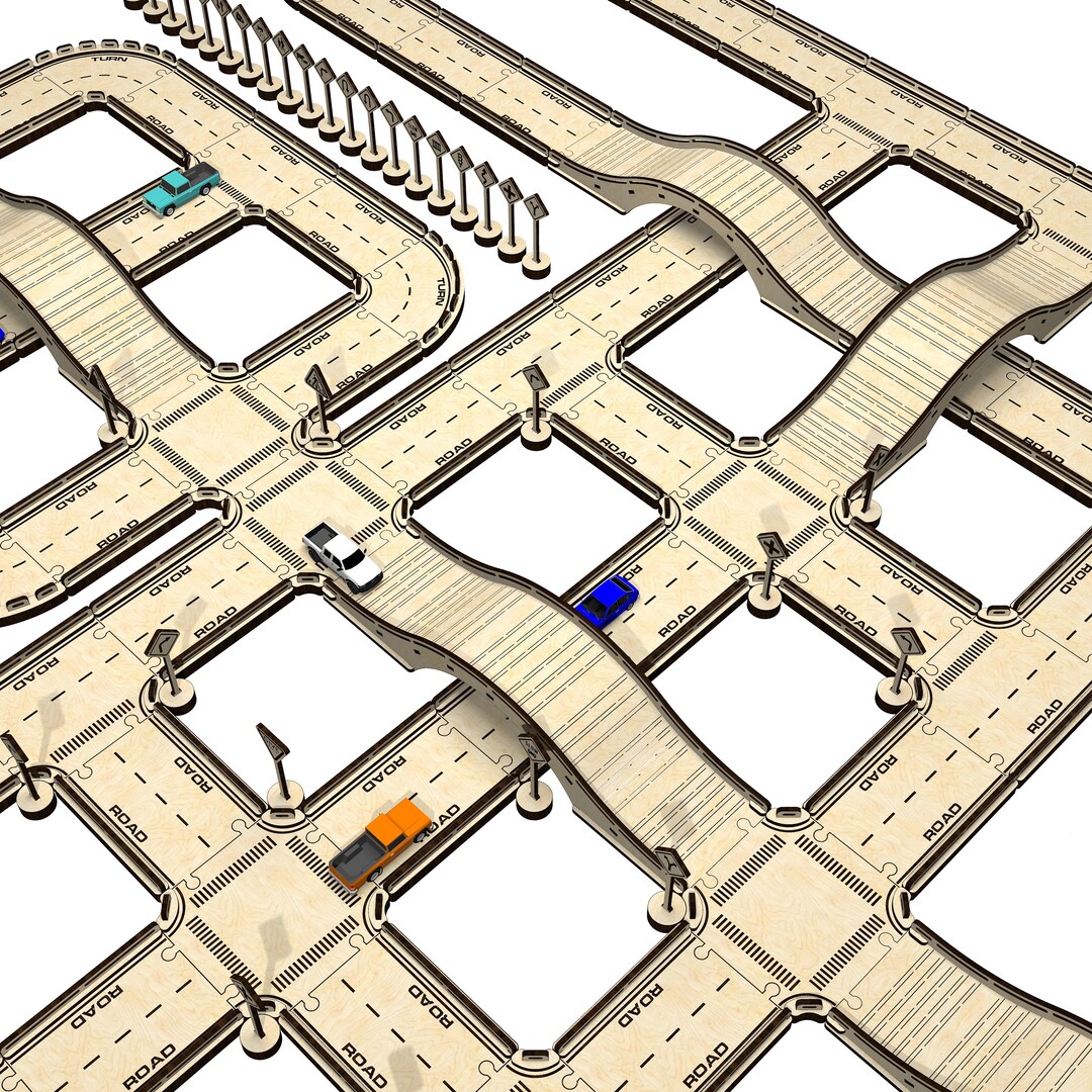 Wooden Auto Track System Vector File for Laser Cut Cnc 3mm, 4 Mm 1 ...