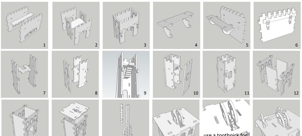 Wooden Castle Laser Cut Vector File for Cnc 3 4 Mm 1/8 Inch - Etsy