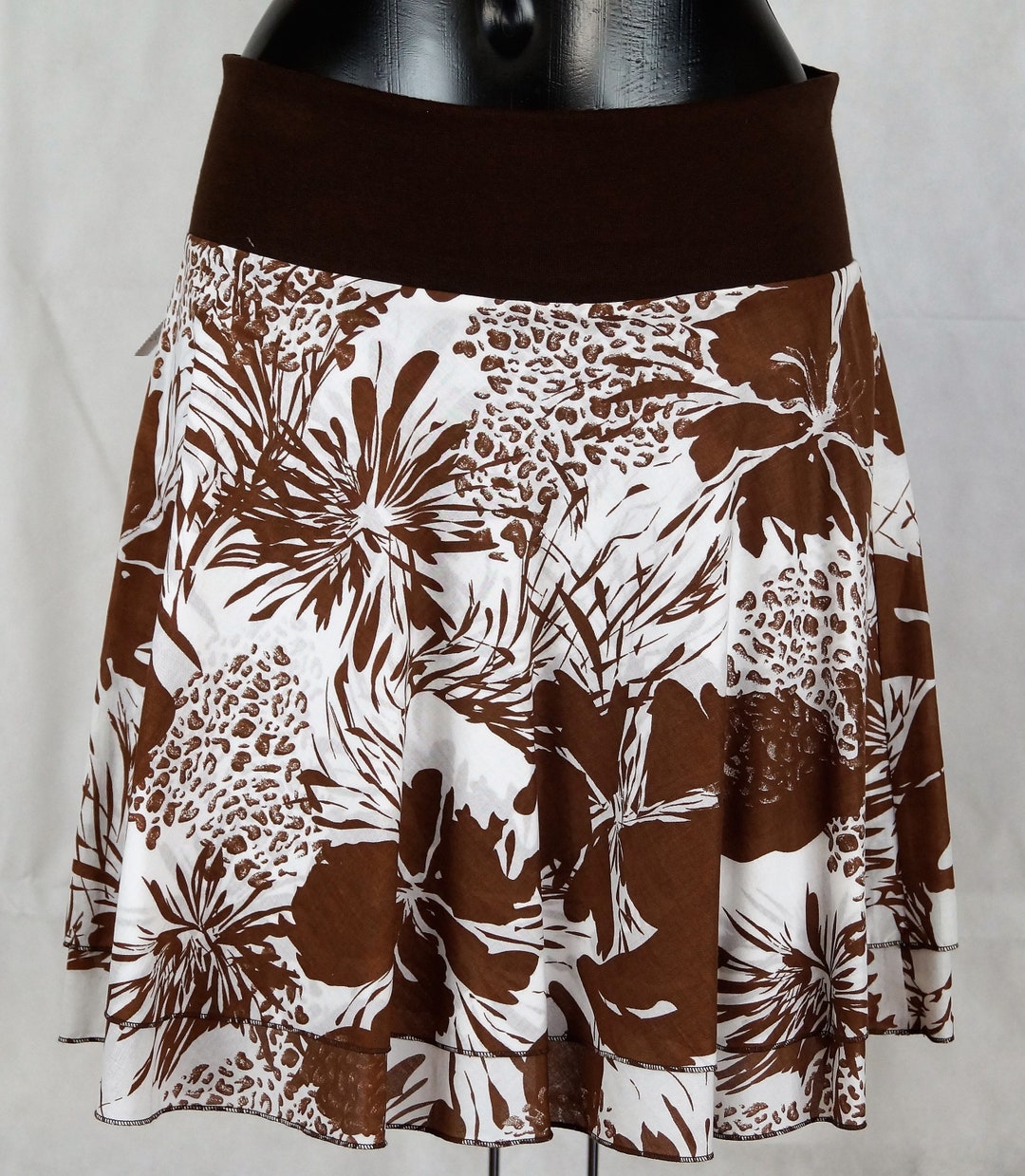 Short Circle Skirt Cotton in Brown/white Size 38-40 - Etsy