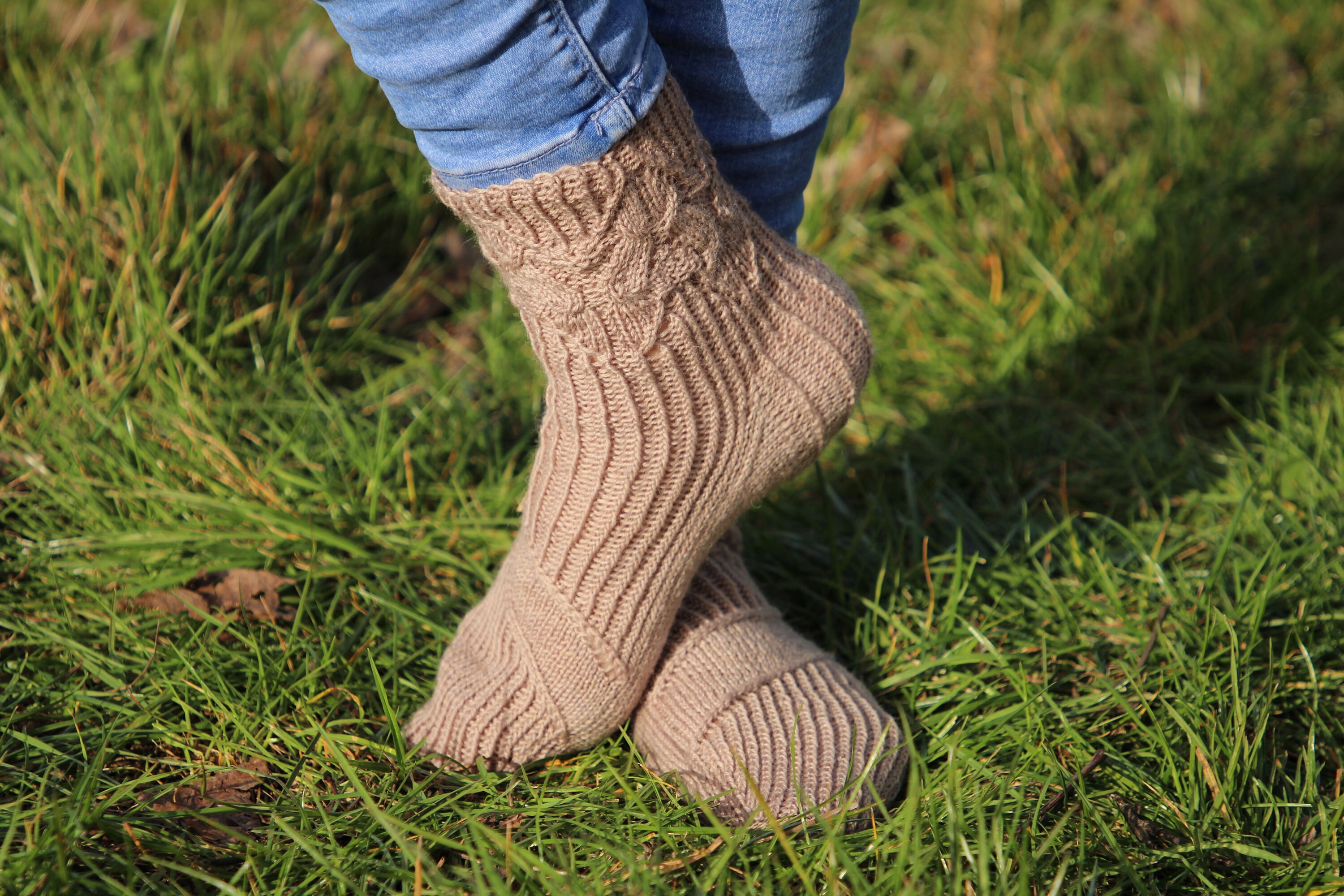Classic Neutral Beige Knit Wool Socks Handmade Ribbed Cozy Socks With ...