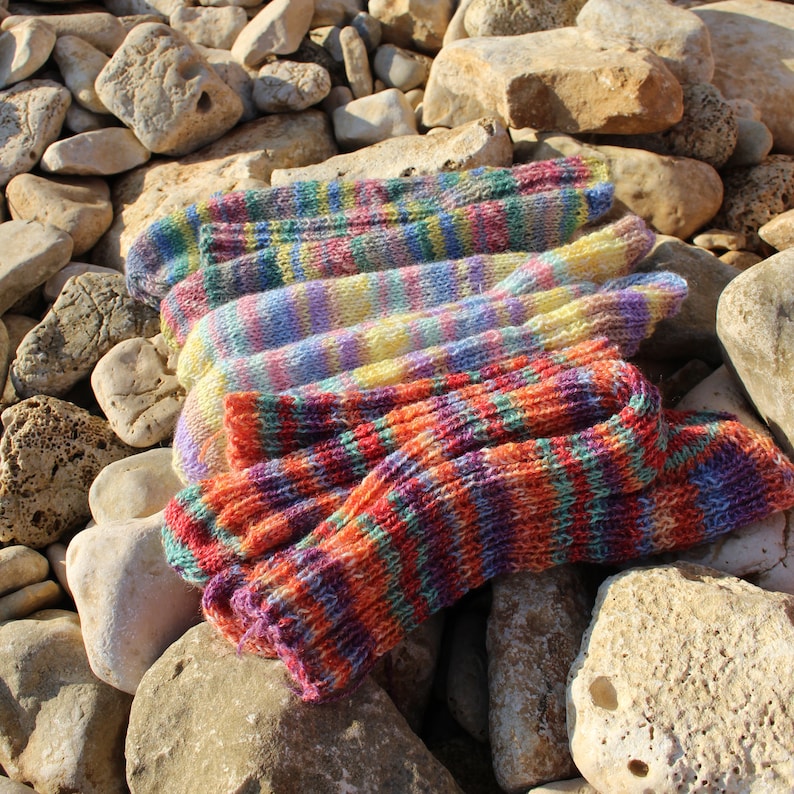 Soft Stripy Rainbow Socks, Quarter Wool Socks, Cosy Sofa Bed Welly ...