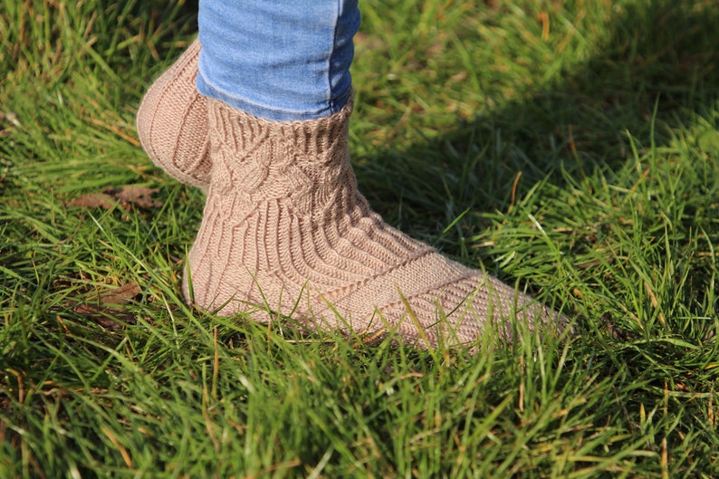 Classic Neutral Beige Knit Wool Socks Handmade Ribbed Cozy Socks With ...