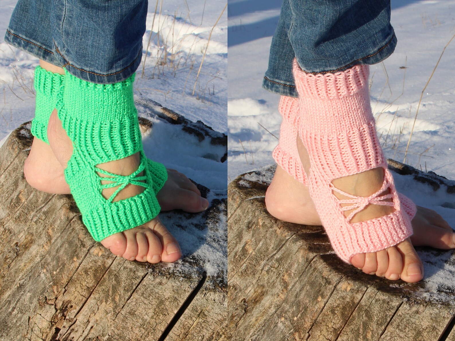 Eco Wool-free Vegan Yoga Socks, No Toe Knitted Socks, Pedicure Socks - Etsy