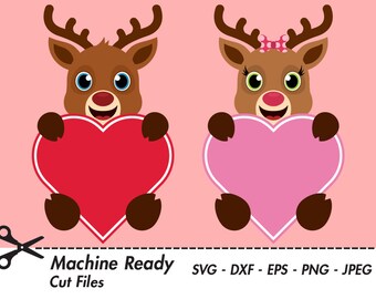 Cute Reindeer SVG Cut Files reindeer clipart Christmas clip | Etsy