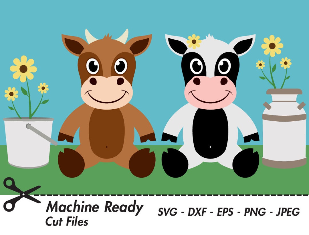 Cute Cow SVG Cut Files, PNG Cattle Clipart, Farm Animal Clip Art ...
