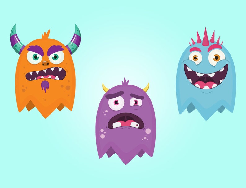 Monster Clip Art Cute Monster Clipart Monster Bash Funny - Etsy