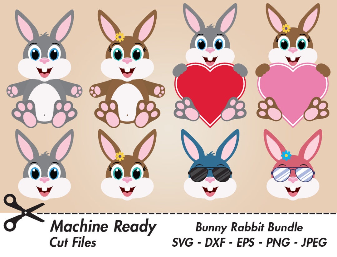 Bunny Rabbit Bundle SVG Cut Files, Easter Bunny Clipart, Cute Bunny ...