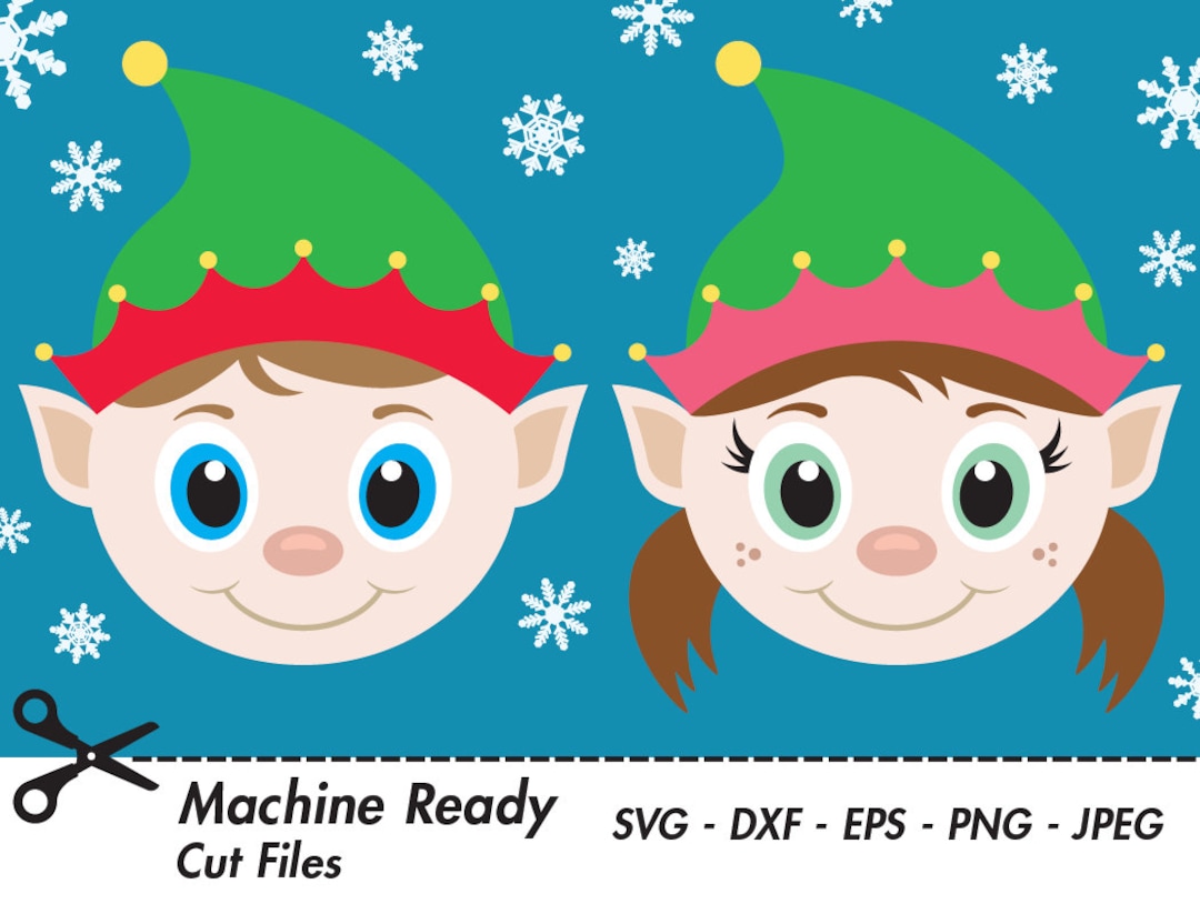 Cute Elfs SVG Cut Files, PNG Elf Clipart, Christmas Clip Art, Elf Face ...