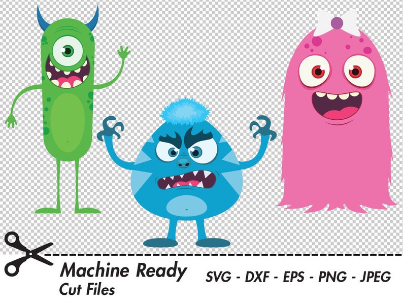Monster SVG Cut Files, PNG Cute Monster Clipart, Monster Bash, Creature ...