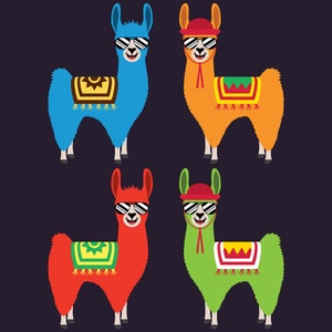 Llama Shades Clipart Bundle, Llamas Clip Art PNG, Printable Cactus Art ...
