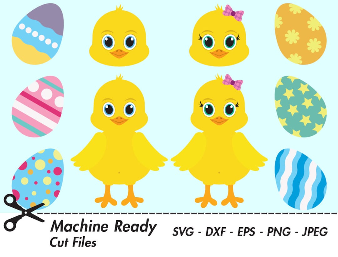 Cute Chick SVG Cut Files, PNG Easter Egg Clipart, Spring Clip Art ...