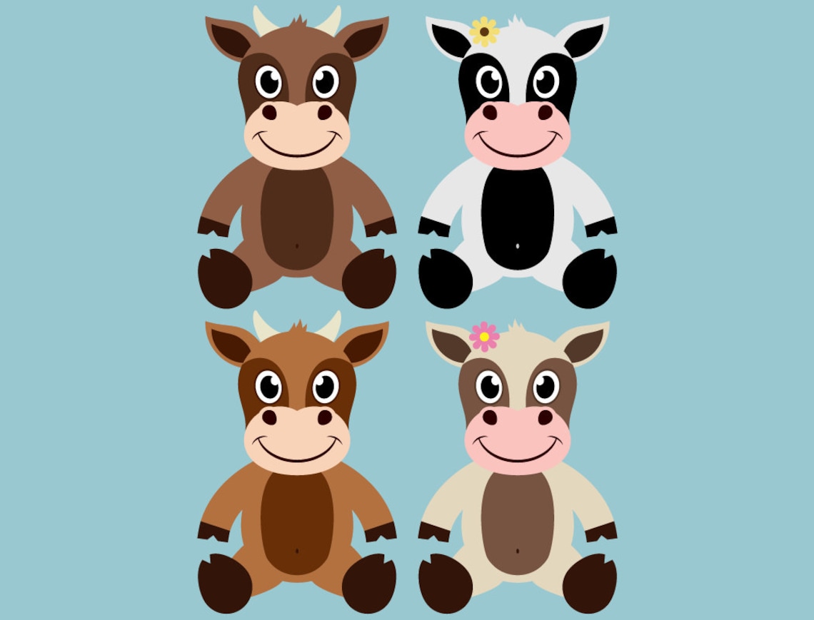 Cute Cow Clipart Bundle PNG longhorn cattle clip art heifer | Etsy