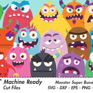 Monster Bundle SVG Cut Files, Cute Monster Clipart, Monster Bash, PNG ...