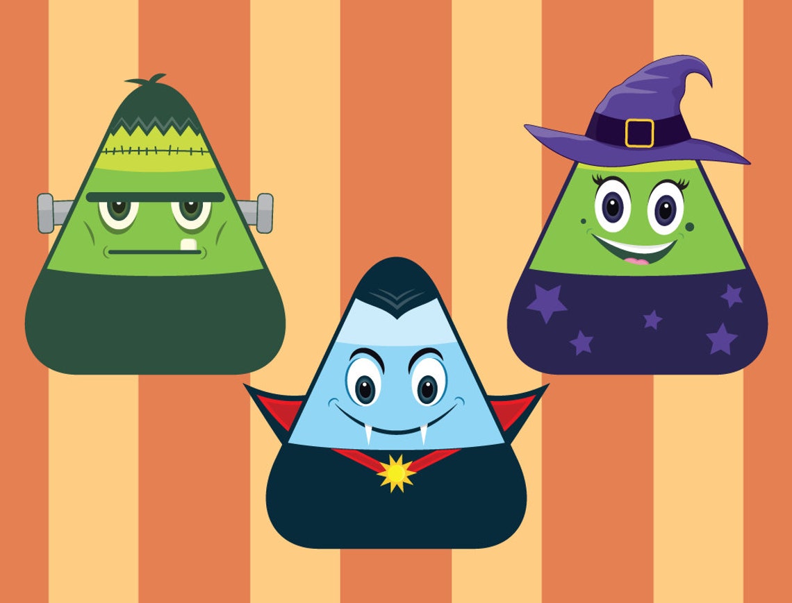 Candy Corn Clipart Halloween Emojis Cute Witch Zombie - Etsy