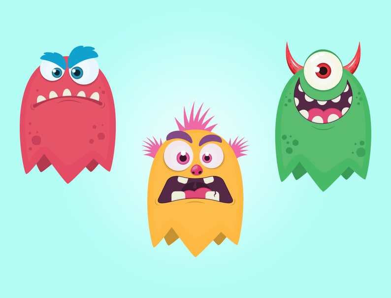 Monster Clip Art Cute Monster Clipart Monster Bash Funny - Etsy