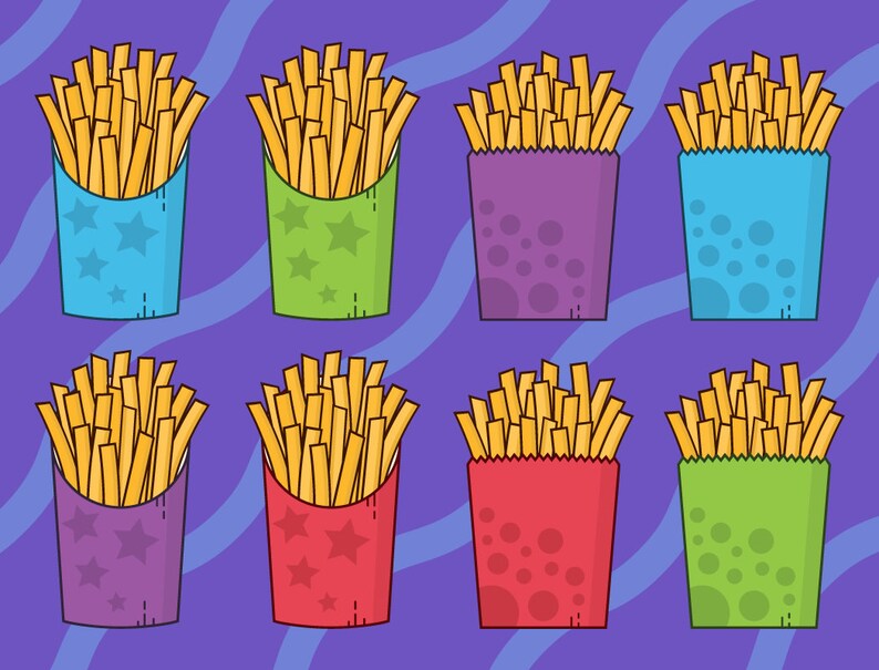 French Fries Clipart Fast Food Clipart Cute Food Clipart | Etsy