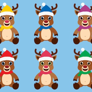 Christmas Reindeer Bundle Clipart, PNG Reindeer, Cute Baby Reindeer ...