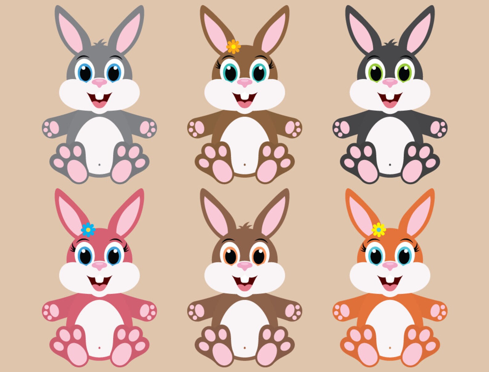Easter Bunny Clipart Bundle Bunny Rabbit Clip Art Cute Bunny - Etsy