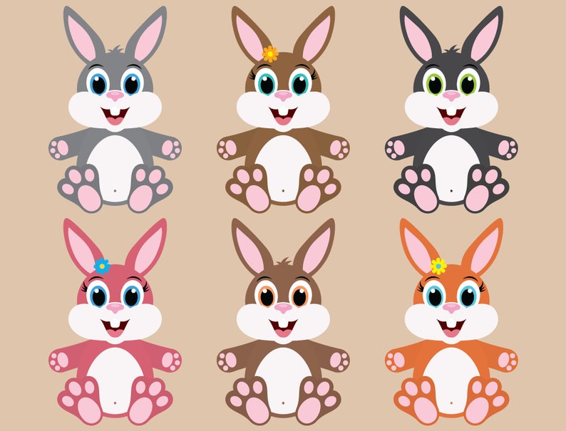 Easter Bunny Clipart Bundle Bunny Rabbit Clip Art Cute Bunny - Etsy