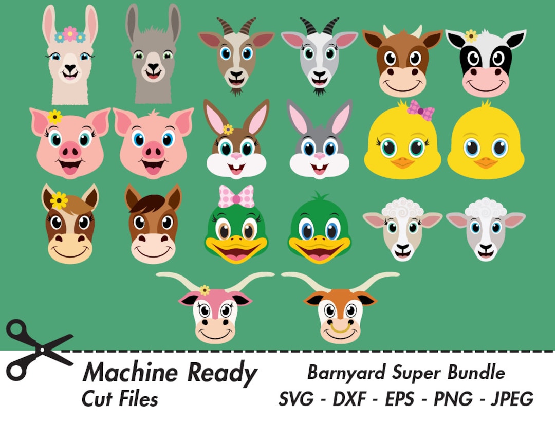 Barnyard Animal Bundle SVG Cut Files, Farmhouse Clipart, Farm Clip Art ...