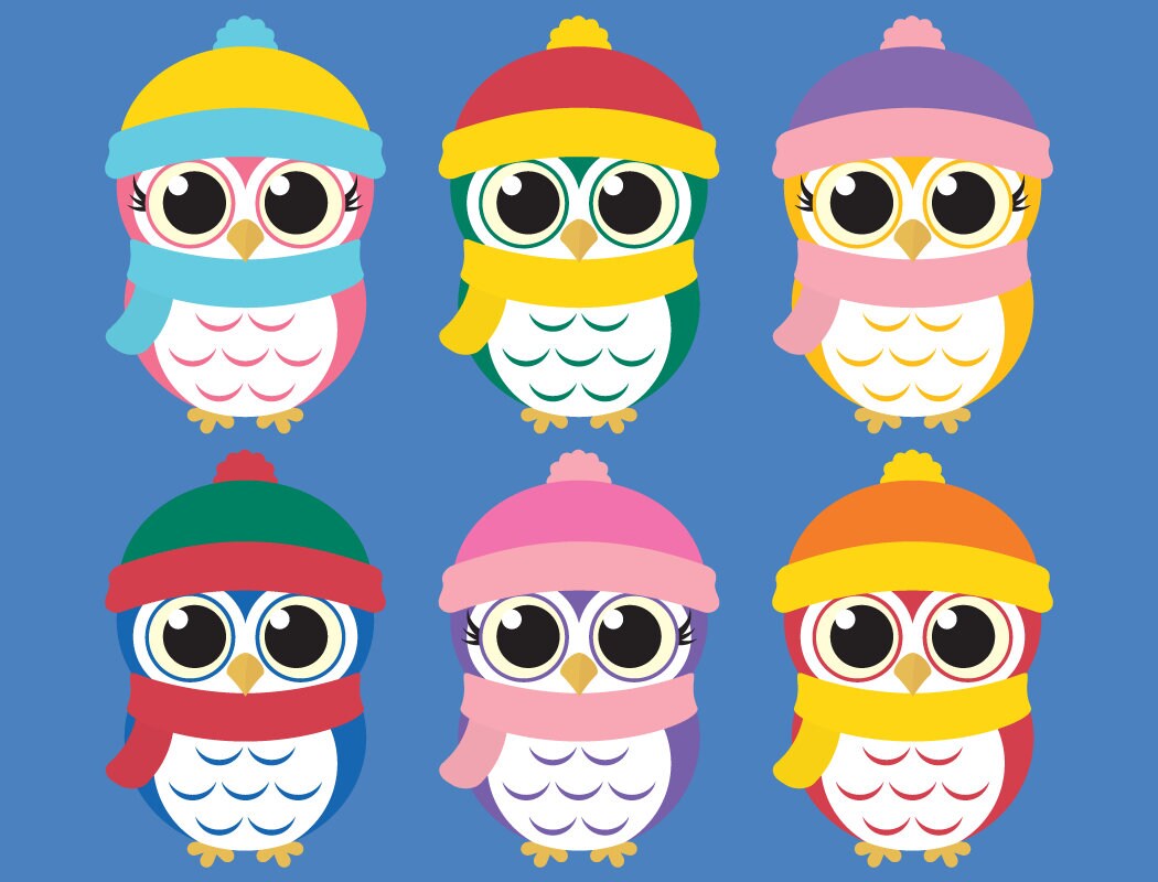 Winter Owl Bundle Clipart Cute Baby Owl Decoration Fall Clip - Etsy