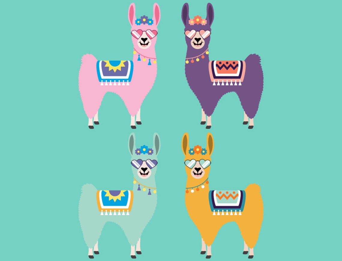 Llama Clipart Super Bundle, Llamas Clip Art PNG, Printable Cactus Art ...