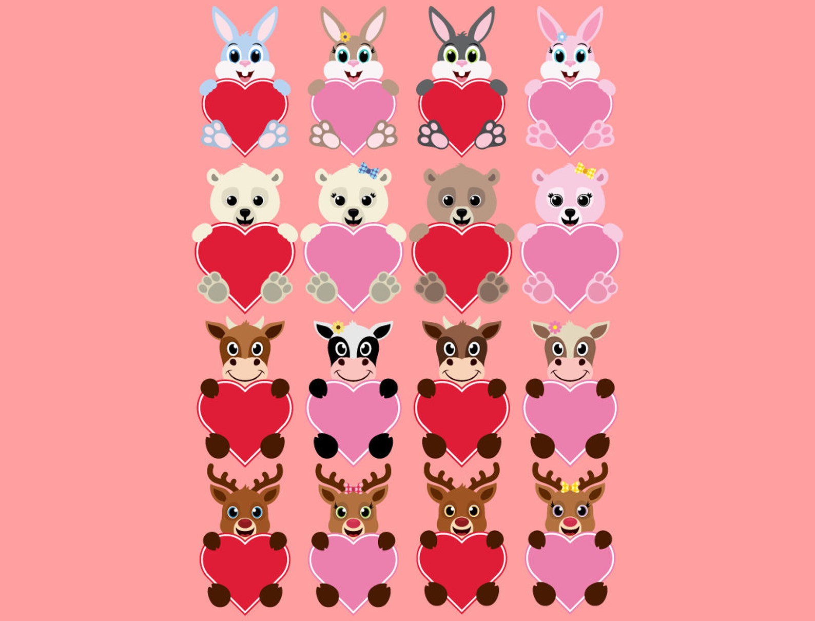 Valentine Heart Bundle Clipart PNG Valentine's Clip Art - Etsy