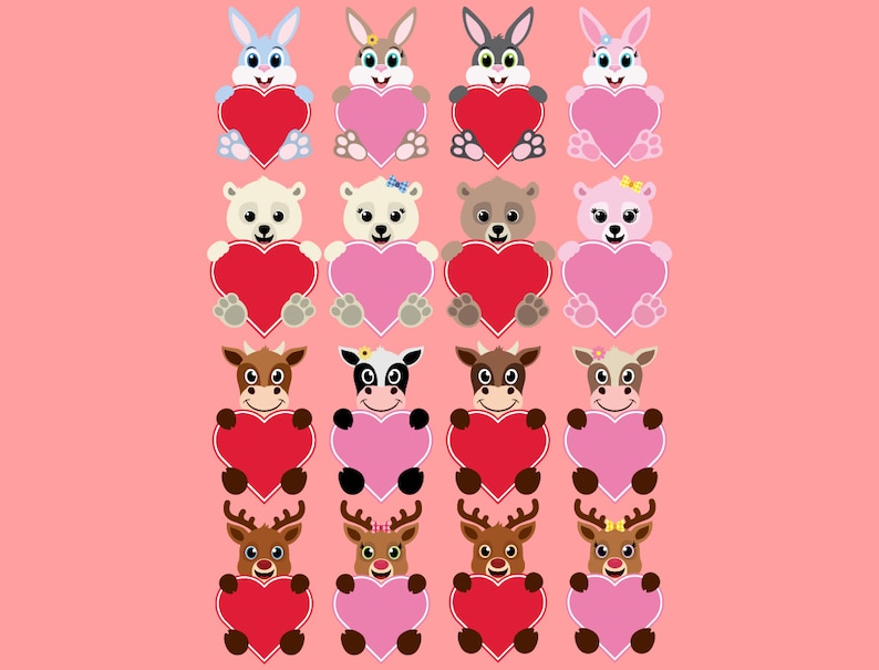 Valentine Heart Bundle Clipart PNG Valentine's Clip Art - Etsy