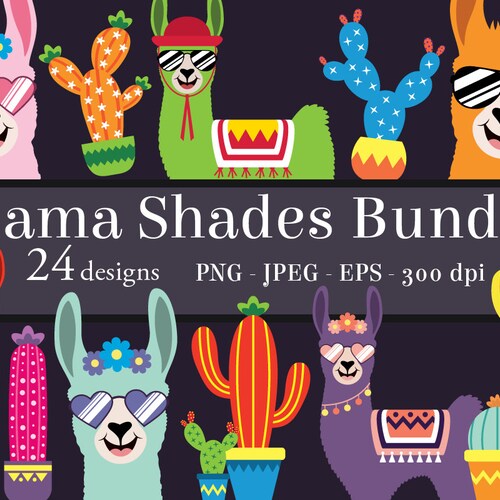 Cute Llama Clipart Bundle Llamas Clip Art PNG Printable - Etsy